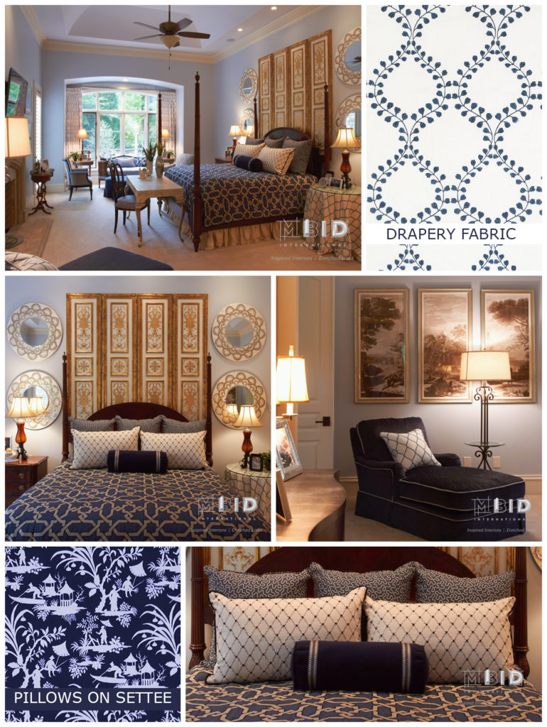 French Chateau Peaceful Blue Master Bedroom Greensboro - MBID International